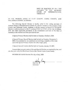 HD33 Writ of Election