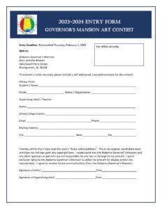 Governor's Mansion 2023-2024 art contest entry form