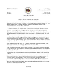 2024 State of the State Address - Office of the Governor of Alabama